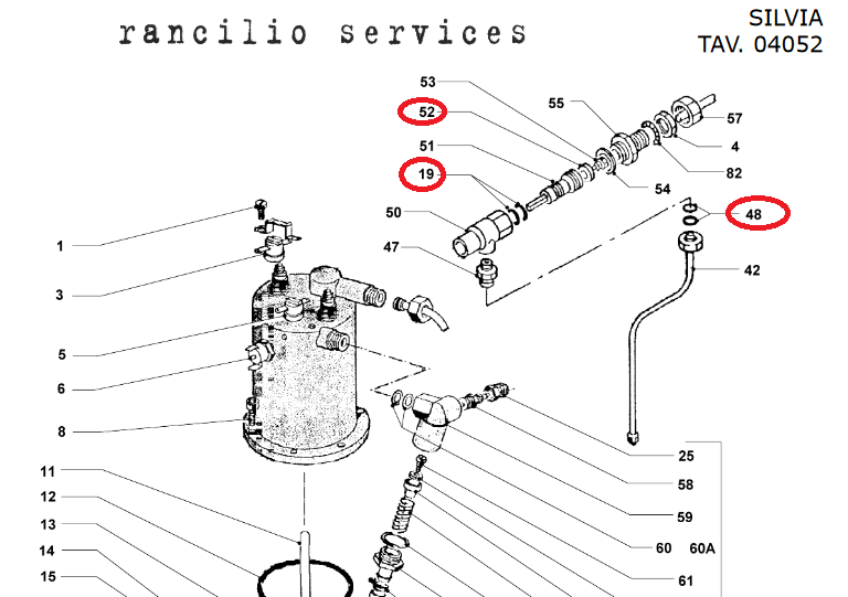 Rancilio Silvia Steam Valve Repair Kit - 5 piece set for models version ...